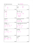 Quick Algebra Revision Yr 10 Intermediate NSW | Teaching Resources