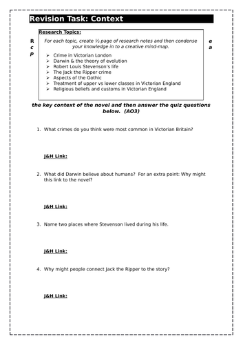 'The Strange Case of Dr Jekyll & Mr Hyde' - AQA Literature Paper 1 ...