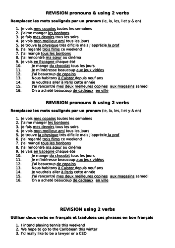 Pronouns in French for GCSE | Teaching Resources