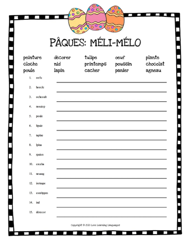 Pâques Méli-Mélo - French Scrambled Words for Easter | Teaching Resources