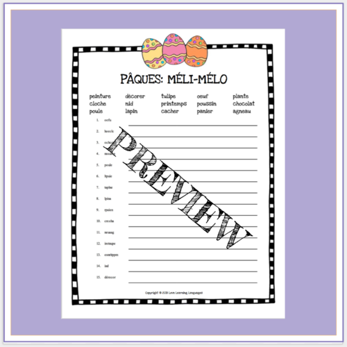 Pâques Méli-Mélo - French Scrambled Words for Easter | Teaching Resources