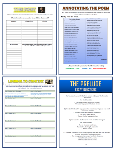 The Prelude (Extract) - William Wordsworth - Comprehension Activities ...