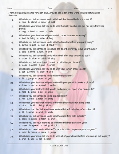 Imperatives Multiple Choice Worksheet | Teaching Resources