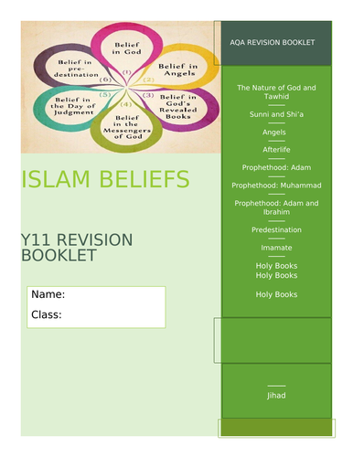 GCSE AQA RE Islam Beliefs and Teachings Revision and Activity Booklet ...