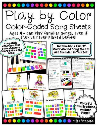 37 Color-Coded Easy-to-Play Songs for Piano! | Teaching Resources