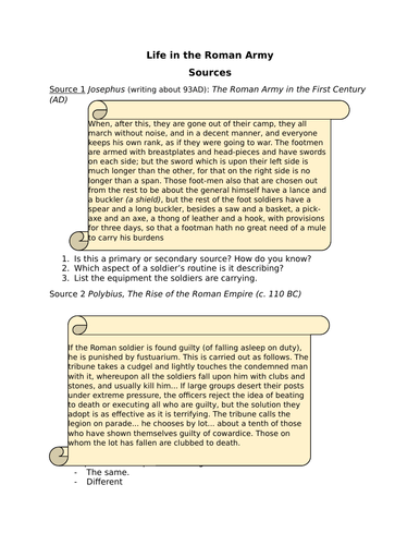 The Life of a Roman Soldier | Teaching Resources