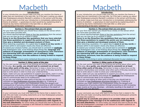 Macbeth- Structure strip for exam response (AQA) - differentiated for ...