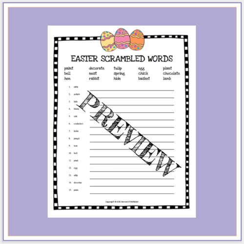 Easter scrambled words no prep printable worksheet | Teaching Resources