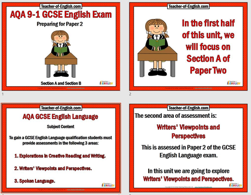 AQA 9-1 GCSE English Exam - Preparing for Paper 2 (PowerPoint and ...
