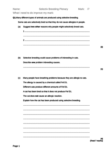 Selective Breeding Full Lesson 9-1 | Teaching Resources