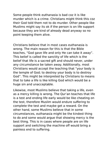 Euthanasia Intro - Islam and Christianity | Teaching Resources