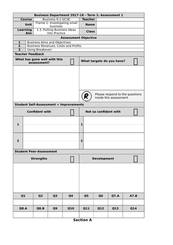 Edexcel GCSE Business Studies 9-1 - Theme 1 - Section 1.3. Mid Unit ...