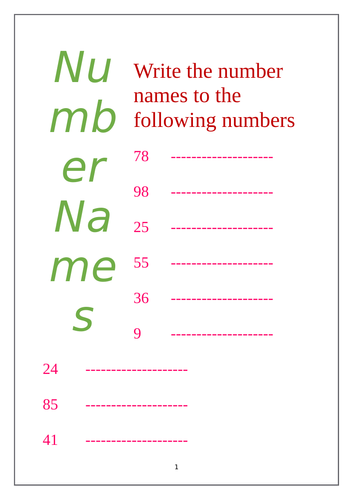Number names | Teaching Resources