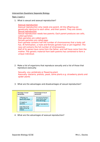 Biology Edexcel GCSE 1-9 Paper 1 revision questions and answers ...