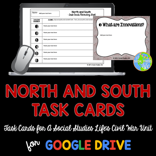 Sectionalism North and South Task Cards for Google Drive | Teaching ...