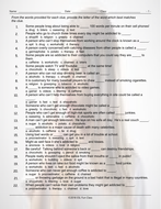 Bad Habits-Addictions Multiple Choice Worksheet | Teaching Resources