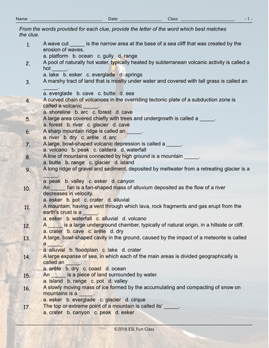 Geology-Planet Earth Multiple Choice Worksheet | Teaching Resources