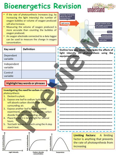 AQA 1-9 GCSE Biology (Science) Bioenergetics Work Booklet & Revision ...