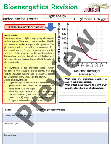 AQA 1-9 GCSE Biology (Science) Bioenergetics Work Booklet & Revision ...
