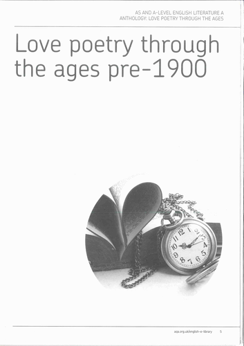 AQA A level English Literature pre-1900 anthology annotated poems ...