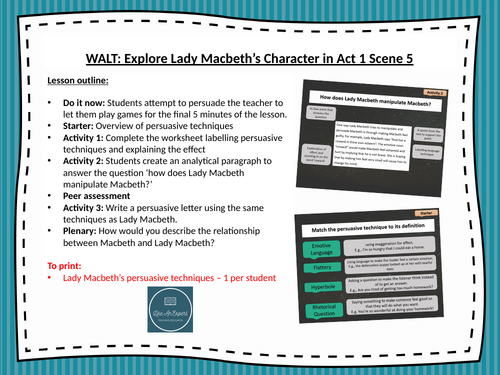 Analysis of Lady Macbeth's Persuasive Techniques in Act 1 Scene 7 of ...