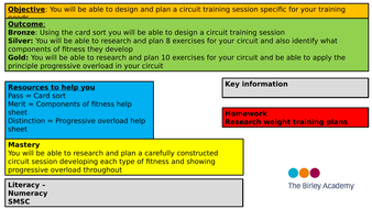 BTEC Sport, Planning 6 week training programme. Observation lesson ...