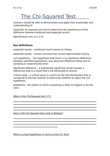 Y13 Biology Chi-Squared lesson | Teaching Resources