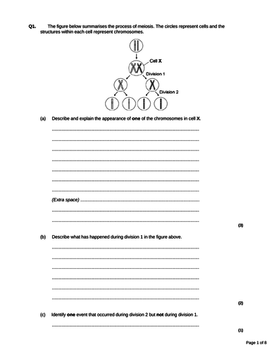 NEW AQA AS Biology 9.2 Meiosis and Genetic Variation | Teaching Resources
