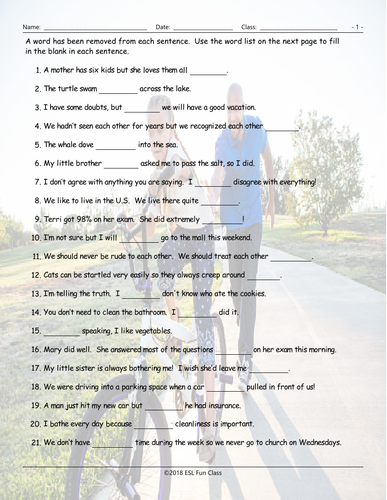 Adverbs Missing One Word Worksheet | Teaching Resources