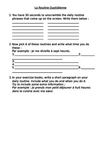 Daily Routine Practice | Teaching Resources