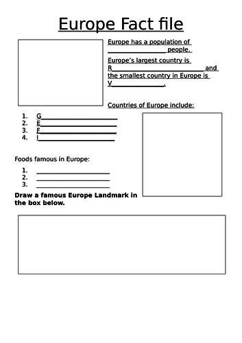 Europe Factfile lesson resources and presentation KS1 CONTINENTS EUROPE ...