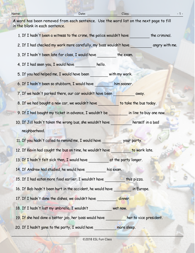 Conditional Sentences Type 3 Missing One Word Worksheet | Teaching ...