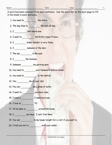 Confusing Verbs Missing One Word Worksheet | Teaching Resources