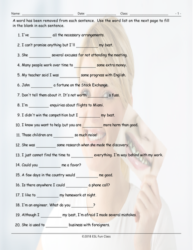 Do vs Make Missing One Word Worksheet | Teaching Resources