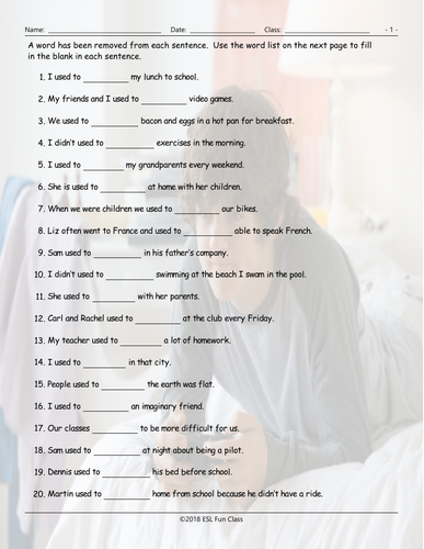 Past Simple-Used To Missing One Word Worksheet | Teaching Resources