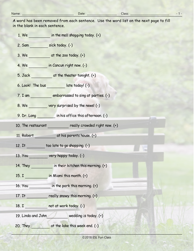 Present Simple Tense-Verb Be Missing One Word Worksheet | Teaching ...