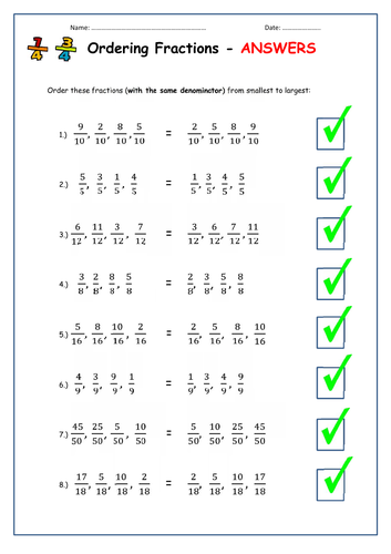 Ordering Fractions - 2 activity booklets | Teaching Resources
