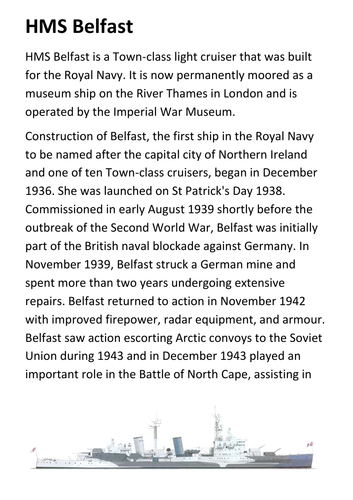 HMS Belfast Handout | Teaching Resources