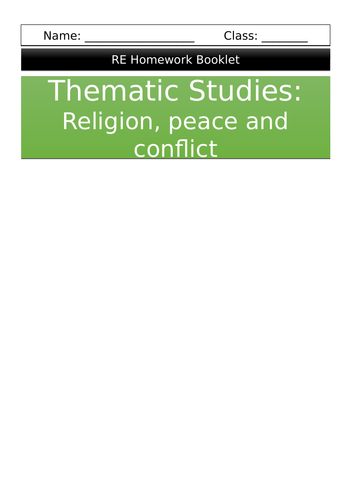 Thematic studies: Religion, peace and conflict homework booklet ...