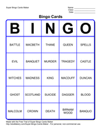 Macbeth Bingo! KS3 KS4 Starter activity. Revision. | Teaching Resources
