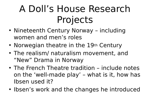 IB/ A Level KS5 English Literature A Doll's House by Henrik Ibsen ...