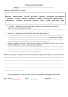 Theseus and the Minotaur set of 4 English descriptive worksheets for LA ...