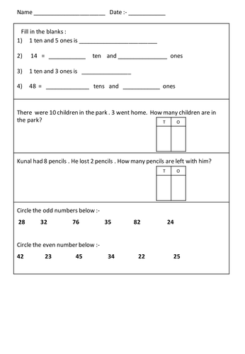 math sheets | Teaching Resources