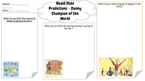 Roald Dahl Predictions - Danny Champion of the World - Worksheet ...