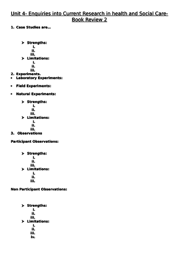 Health and Social Care Research Methods | Teaching Resources