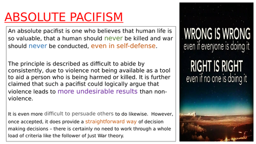 TYPES OF PACIFISM AND THE STRENGTHS AND WEAKNESSES - ABSOLUTE ...