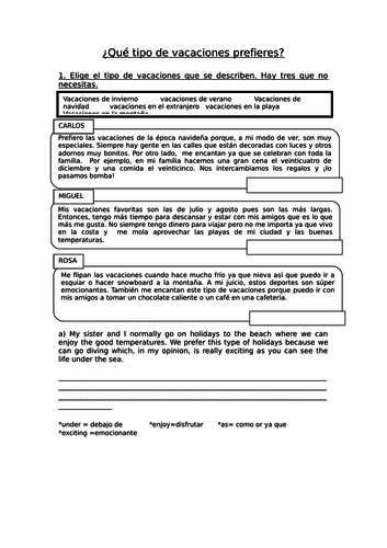 New Spanish GCSE - Unit 8 - Holidays/vacaciones FULL HALF TERM ...