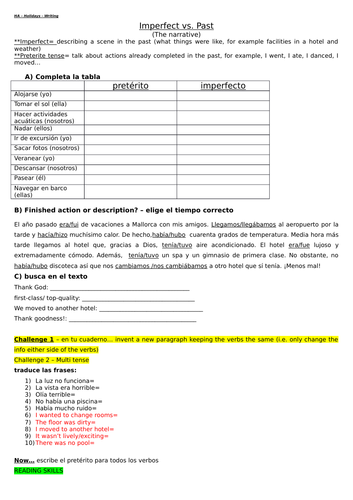 New Spanish GCSE - Unit 8 - Holidays/vacaciones FULL HALF TERM ...