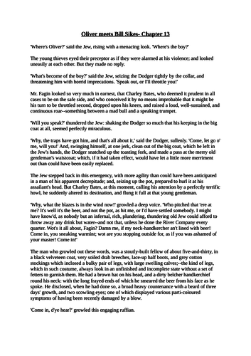OLIVER TWIST Chapter 13 Bill Sikes Character Analysis | Teaching Resources