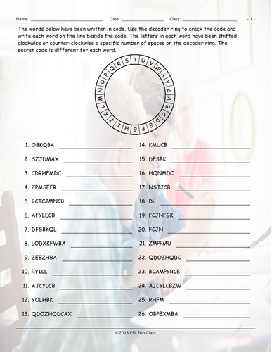 Causative Verb Forms Decoder Ring Worksheet | Teaching Resources